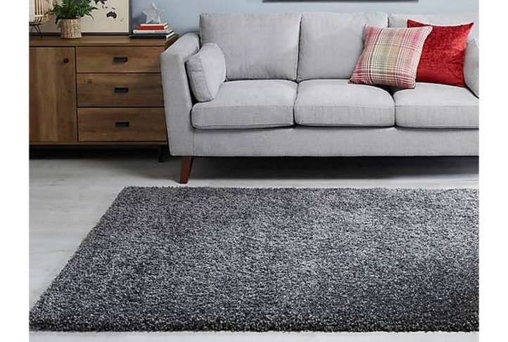 Thick 5cm Pile Shaggy Rug, Steel, 120 x 170cm | Absolute Home