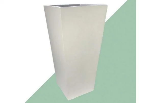 Contemporary 50cm Tall Square Planter, White | Absolute Home